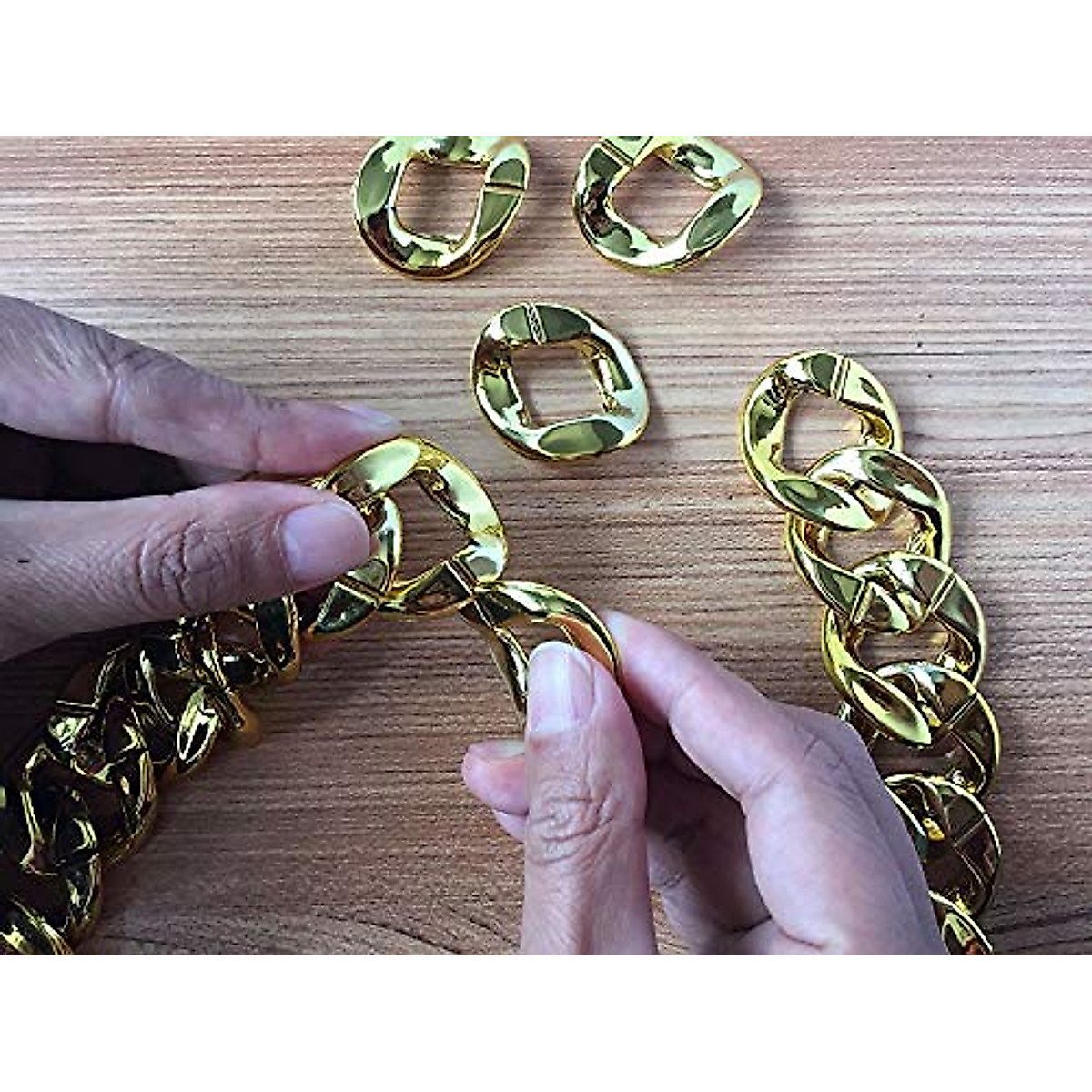 YWQZGYP Big Chunky Plastic Hip Hop Chain Necklace,26",32",36",40" (32 inches, Gold)