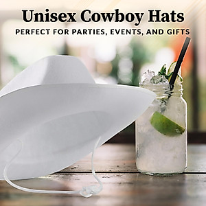 White Cowboy Hat - (Pack of 2) White Cowgirl Hat for Women and Men with Adjustable Neck Drawstring, Dress-up Parties, and Play Costume Accessories, Fits Most Teen Girls Boys, and Adults