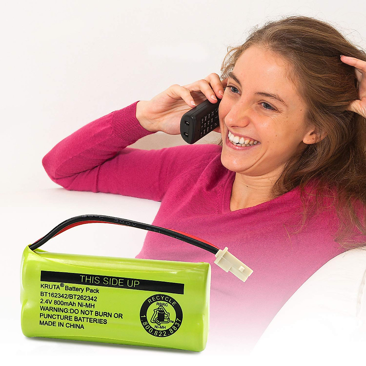 Kruta BT166342 BT266342 Battery 2.4V 800mah Replacement Battery Pack Compatible with for BT183342 BT283342 BT162342 BT262342 VTech CS6114 CS6419 CS6719 at&T EL52300 CL80111 Cordless Phone (Pack 4)