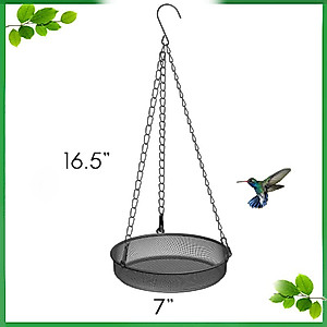 FLINTER Hanging Bird Feeder, Bird Feeder Hanging for Garden Yard Outside Hanging Bird Feeder Tray - Metal Mesh Platform Feeders for Birds Outside Outdoors Hanging for Attracting Birds - Genuine
