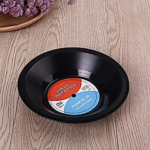 ULTNICE 2pcs Vinyl Record Shape Fruit Plate Plastic Snack Dessert Plate Key Storage Bowl Serving Platter for Bread Dessert Vegetables Candy Appetizer Potpourris