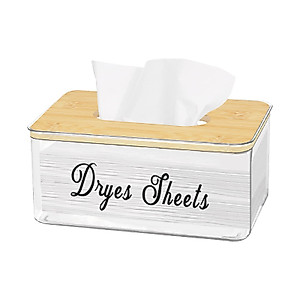 Chris.W Bamboo Dryer Sheet Holder Dispenser, Clear Fabric Softener Sheets Holder, Clear Washer Dryer Sheets Container Storage Box with Lid for Laundry Room Decor & Organization, Large Capacity Storage