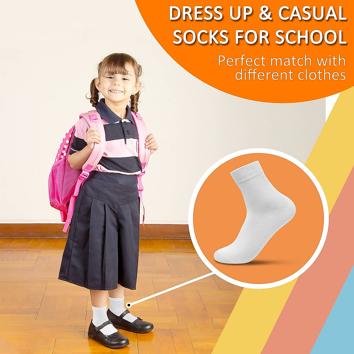 Kids Crew Socks, Mid Cut Socks for Toddler Kids Boys Girls(4-7 Years), 20 Pairs Athletic Mid Calf Socks Multipack