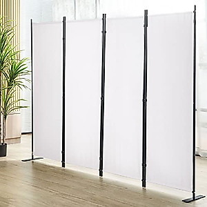 VEVOR Partition Screen, 5.6 ft Privacy Panels (4-Panel), Cloth Separator for Office, Bedroom, Dining & Study Areas, Standalone, White