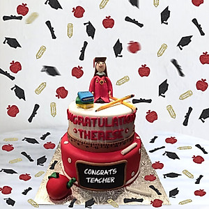 Sursurprise 2024 Teacher Graduation Party Decorations, 200Pcs Teacher Graduation Confetti Glitter for Table, Congrats Teacher Class of 2024 Grad Party Supplies