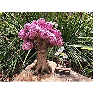GlitZGlam Ethan's Magical Tree with a Matching Fairy Bench for The Enchanted Fairy Garden (9 Inch Tall) - A Fairy Garden Accessory