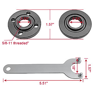 Grinder Angle Wrench with 4-Pack 5/8-11 Spanner Metal Lock Nut, Compatible with Dewalt Milwaukee Makita 193465-4 Bosch Black & Decker Ryobi 4.5" 5" 5/8-11