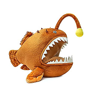 Anglerfish Plush Toy - Cute 12" Brown Anglerfish Creepy Stuffed Animals Toys Real Sea Life Goosefish Lanternfish Plushie,Gift Toys for Kids Birthday Christmas Halloween,Home Decor