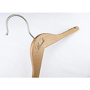 NAHANCO B20017ENG Bridal Hanger, Natural Wood Hanger Engraved with (Bride), 17” (1 Piece), Natural w/Engraved Print