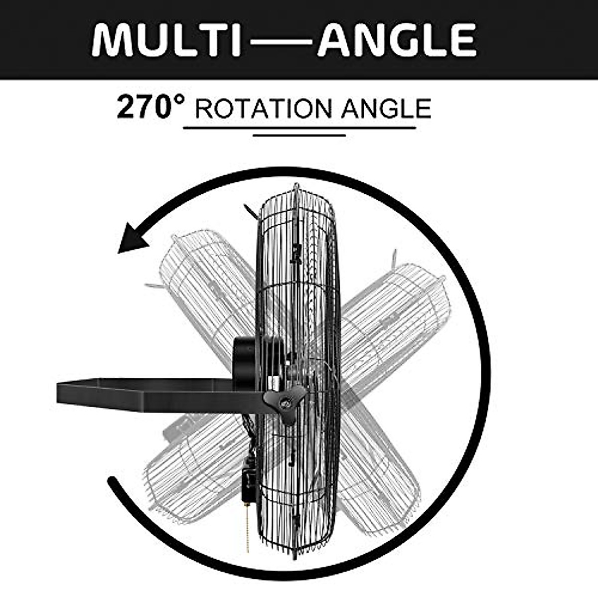 HealSmart 24 Inch Industrial Wall Mount Fan, 3 Speed Commercial Ventilation Metal Fan