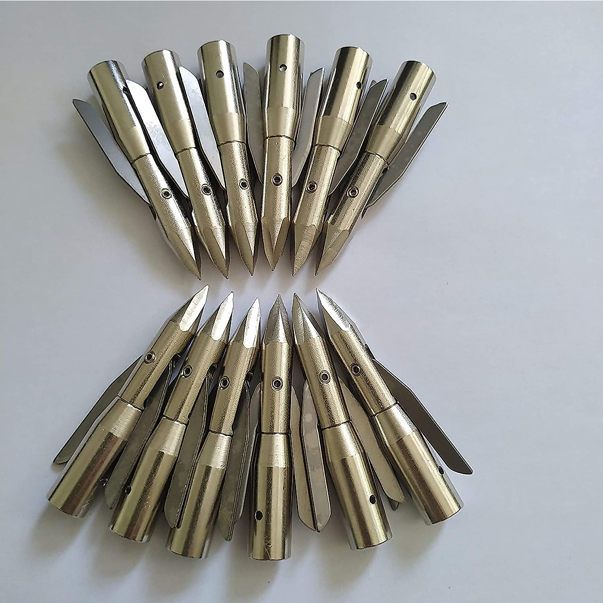 UUPA Archery Hunting Fish Broadheads 12Pcs 288 Grain Bow Fishing Arrowheads Stainless Steel Tip Point 2 Expandable Blade Arrowheads with Plastic Box Arrow Tips