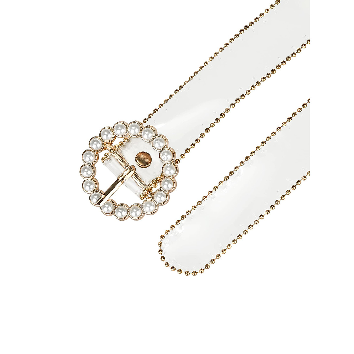 Allegra K Stylish Womens Clear Waist Belts for Dresses Transparent Belts Pin Buckle 68-85cm/26.77-33.46" Gold