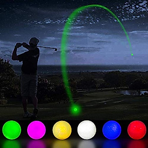 THIODOON Glow in The Dark Golf Balls Light up Led Golf Balls Night Golf Gift Sets for Men Kids Women 6 Pack (6 Colors in one)
