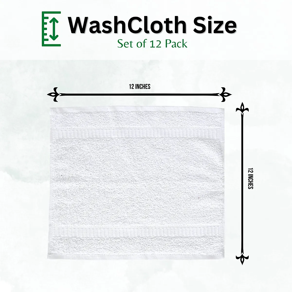 GOLD TEXTILES Premium Washcloths Towel Set (48 Pack, White, 12x12 Inches) Multi-Purpose Soft, Machine Washable Sports & Workout Towels (Pack of 48-12x12)