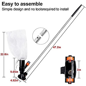 Swimming Pool Jet Vacuum Cleaner Underwater with 5 Section Pole, Portable Pool Mini Jet Vacuum Suction Head for Above Ground Pool Spas Hot Tub Ponds & Fountains