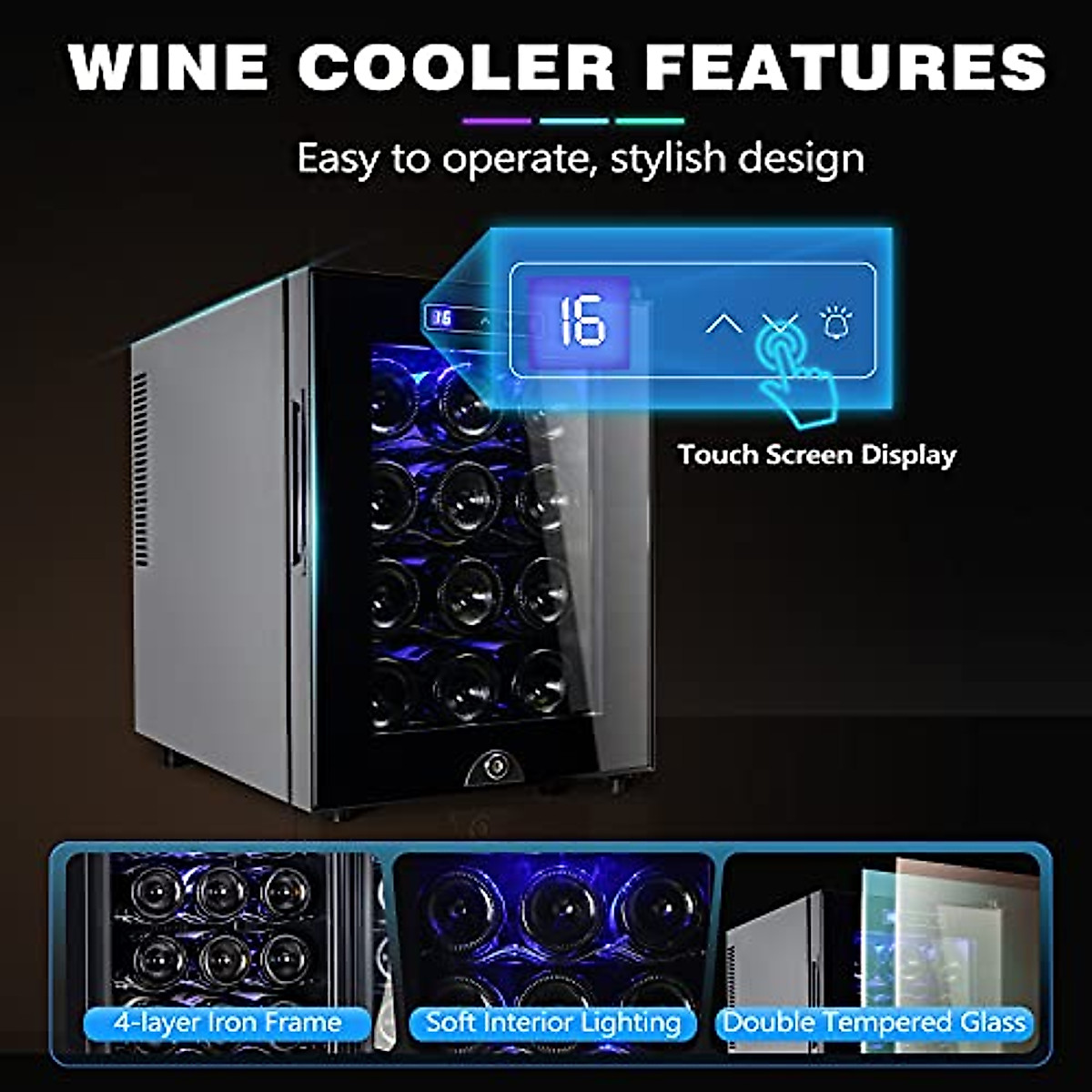 Miladred 12 Bottle Wine Cooler Refrigerator,Wine Fridge Freestanding with Lock & Digital Temperature Control Fridge Glass Door,Mini Wine Cabinet for Red, White, Champagne or Sparkling