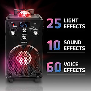 Professional Karaoke Machine for Adults and Kids - Singsation XL Portable Karaoke System - 60 Voice & 10 Sound Effects, 2 Karaoke Mics, 25 Room-Filling Light Show & Works w/Bluetooth