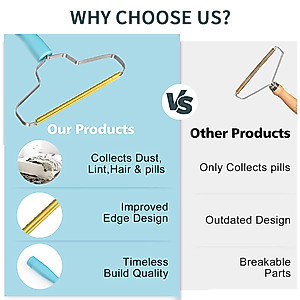 Pet Hair Removal Tool,Cleaner Pro Pet Hair Remover,Fabric Shaver by BSIWWO,Pet Hair Remover for Couch,Lint Shaver,Carpet Rake,Dog Hair Remover and Cat Hair Remover(2pack-Blue)