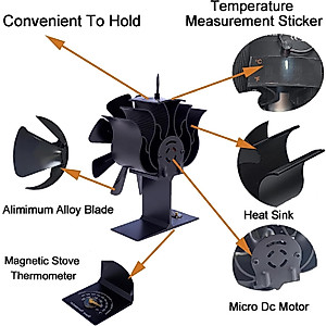 ToolTronix 8-Blade Heat Powered Stove Fan for Wood/Log Burner/Fireplace increases 80% more warm air than 2 blade fan…