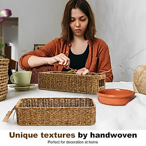 UPINFREESmall Wicker Baskets, Wicker Toilet Basket Tank Topper，Toilet Paper Basket for Back of Toilet Tank Top, 1-Pack