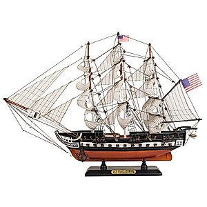 SAILINGSTORY Wooden Ship Model Sailboat Decor USS Constitution 1/150 Scale Replica Frigate Medium