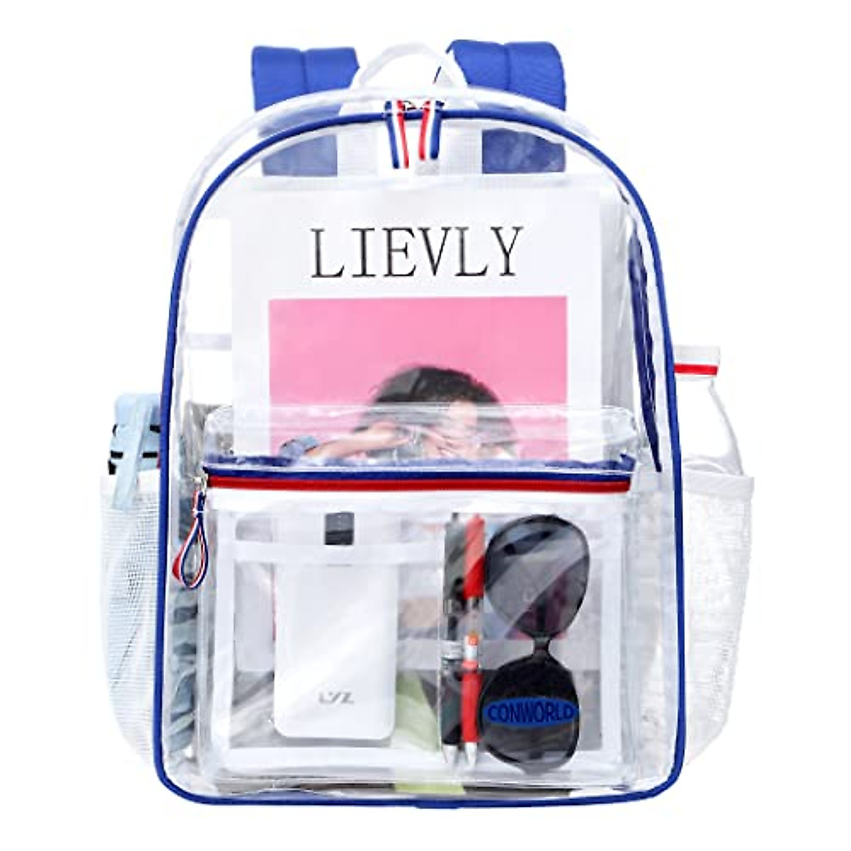 Conworld Clear Backpack, Heavy Duty PVC Transparent Backpack, See Through Backpack for School Work Sports