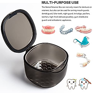 Denture Case Kit - 2 Pack - Definitely No-Leak Denture Bath Case for Home and Travel Kits Denture Cup with Strainer & Magnetic Mirror,Completely Clean Care for Retainer, Mouth Guard, & Denture (Grey)