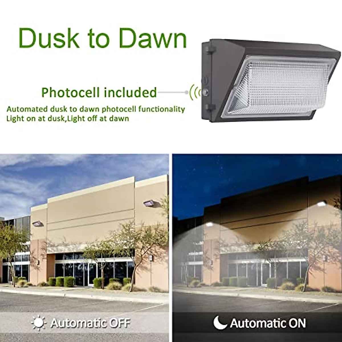 Paktonvo 100W LED Wall Pack Dusk to Dawn, 13000Lm 5000K Daylight Commercial Security Lighting,400-600W MH Equivalent, 100-277V,ETL Certified Outdoor LED Wall Pack Light for Parking Lot Doorway House
