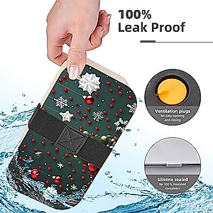 Round Ball Christmas Tree Adult Lunch Box, Bento Box, With Cutlery Set Of 3, 2 Compartments, Rectangular, Lunch Box For Adults