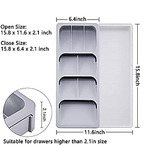 QNPQYX Kitchen Drawer Organizer Tray,Silverware Organizer Storage Tray,DrawerStore Compact Cutlery Expandable Organizer for Kitchen Drawer Holding Flatware Spoons Forks