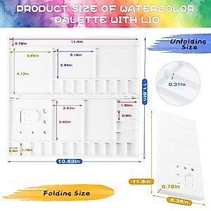Junreox Watercolor Palette, Large Watercolor Palette with 24 Wells and 5 Mixing Areas, Premium Paint Pallet with Lid, Folding Paint Tray, Plastic Painting Palette with Thumbhole