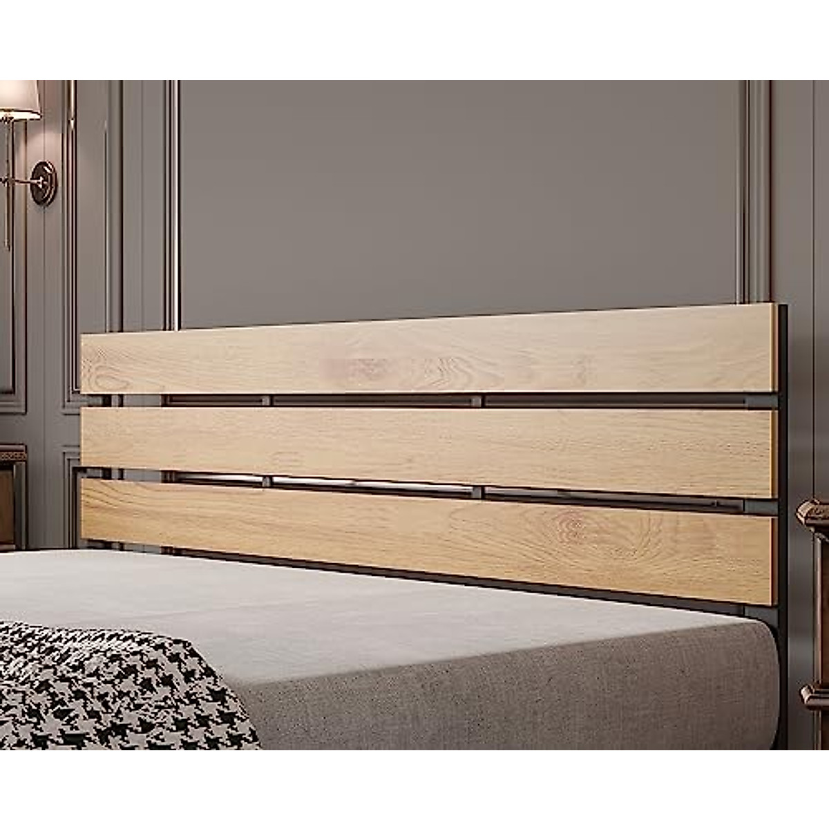 BONSOIR Full Size Bed Frame Steady Steel Platform with Wood Headboard/Footboard,No Box Spring Needed, Easy Assembly, Squeaking Free (Full Size)