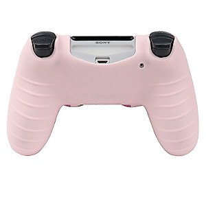 ROTOMOON Pinkstrawberry Silicone Controller Skins for PS4 with 8 Thumb Grips, Sweat-Proof Anti-Slip Controller Cover Skin Protector Compatible with Playstation 4 Slim/Pro Controller…
