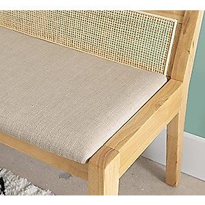 Powell Kasi Beige Rattan Cane Bench with Back, Large, Natural