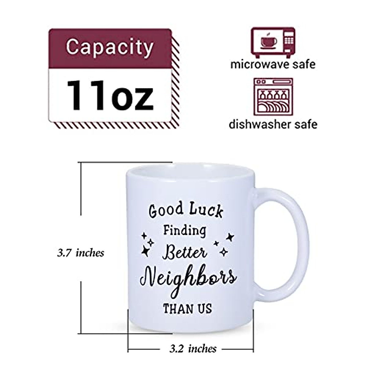 Coffee Mug Christmas Funny Gifts Best Neighbors Friend Gifts for Him Her Souvenir Gift Cute Mug Tea Cup Farewell Gift for The Best Neighbor Goodbye Moving Away Gifts Office Gift for Women Men Goodluck