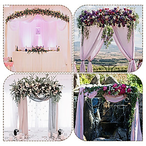 MECCANIXITY Wedding Arch Drape Fabric, 9.8ft x 4.9ft White Chiffon Fabric Drapery Backdrop Curtain Panels for Wedding Ceremony Reception Decoration Pack of 6