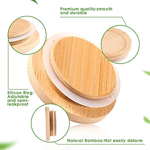 Oui Yogurt Jar Lids Set Bamboo Wood Lids with Silicone Sealing Rings Storage Canning Jar Bamboo Lids Wide Mouth Jar Lids Oui Lids for Nice Sealing Airtight Fit (12)