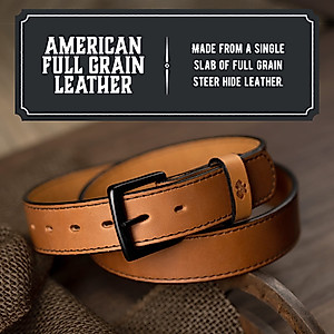 Main Street Forge All American Stitched Leather Belt | Made in USA | Men's Heavy Duty Work Belt | Black 38