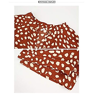 BROVAVE Women's Summer Polka Dot Print Shirt Dress Vintage Short Sleeve Button Down Midi Dress(Army Green, XL)