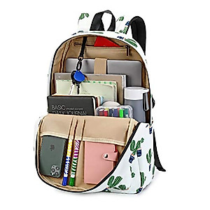 Joymoze Waterproof Cute School Backpack for Boys and Girls Lightweight Chic Prints Bookbag Cactus