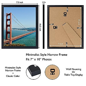 HEYTUYA 7x10 inch Picture Frame Black for Wall Hanging or Tabletop, Poster Frame, Wall Gallery Photo Frame with Durable Shatter Resistant Plexiglas, Black