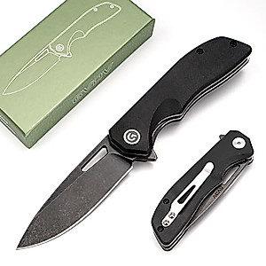 GVDV 9Cr18Mov Stainless Steel Pocket Knife with Ball Bearing Flipper, 3” Blade EDC Folding Knife for Hunting Camping Fishing, Gifts for Men Women, Medium (Black)