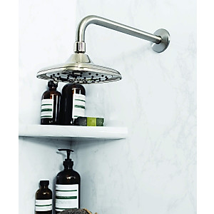 LDR Industries L-Shaped Shower Arm Extension, 12-Inch Length, Great for Rainfall and Adjustable Showerheads, Brushed Nickel Finish