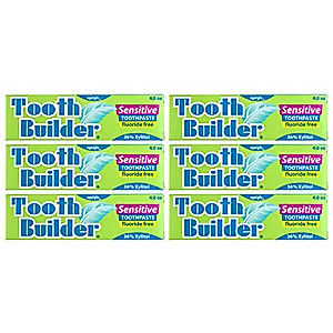 Squigle Tooth Builder SLS Free Toothpaste (Stops Tooth Sensitivity) Prevents Canker Sores, Cavities, Perioral Dermatitis, Bad Breath, Chapped Lips - 6 Pack