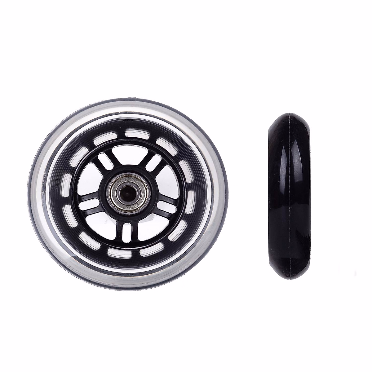 Little World Scooter Wheels Pair - 2Pcs Scooter Replacement Wheels - 100mm Pro Stunt Scooter Replacement Wheels with ABEC-7 Bearing - Quality Scooter Wheels for Smooth Ride, Black 100mm wheels