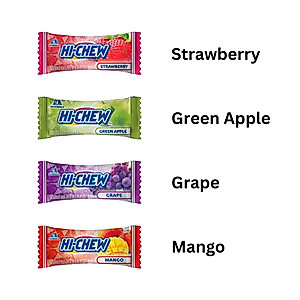HI-CHEW Assorted Bulk Bag, 35.3oz | 185+ Count Individually Wrapped | Green Apple Strawberry Mango Grape | Soft & Chewy Taffy Candy | Made with Immensely Juicy Fruit Flavors | Individually Wrapped