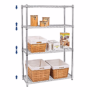 Doredo 4 Tier Wire Shelving Unit, Height Adjustable Wire Shelves with 265 LBS Capacity, Metal Wire Rack Shelving for Laundry, Kitchen, Pantry, Closet (14" D x 35.5" W x 47" H, Chrome)
