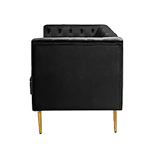 OUYESSIR Velvet Couch with Two Pillows and Gold Metal Feet, Modern Sofa for Living Room and Bedroom, 77 Inches, Black
