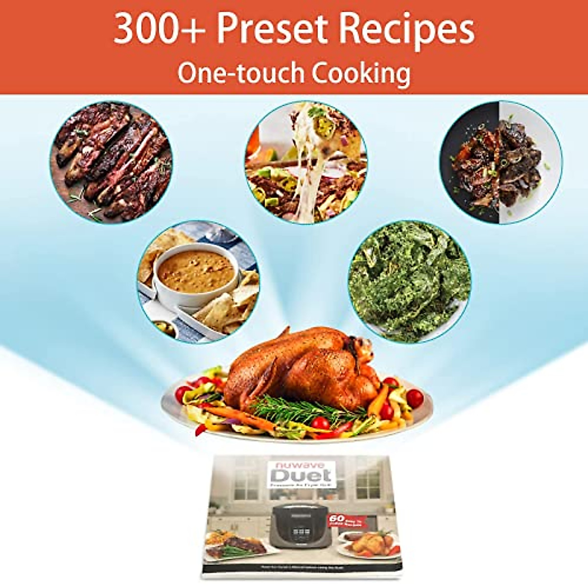 Nuwave Duet Pressure Cook and Air Fryer Combo Cook; Stainless Steel Pot & Rack; Non-Stick Air Fryer Basket; Steam, Sear, Saute, Slow Cook, Roast, Grill, Bake, Dehydrate, Pressure Cook & Air Fry