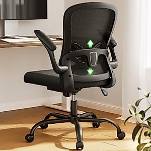 Marsail Office Chair Ergonomic-Desk Chair: Mesh Back Home Office Chair with Adjustable Lumbar Support, Computer Desk Chair with Flip-up Armrests Swivel Home Office Task Chair(Black)